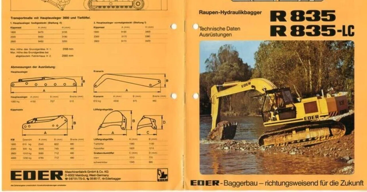 EDER Maschinenfabrik EDER Raupen-Hydraulikbagger Technische Daten ...