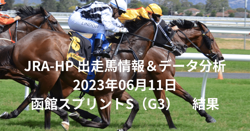 JRA-HP 出走馬情報＆データ分析 23/06/11 函館スプリントS（G3） 結果｜くにちゃん