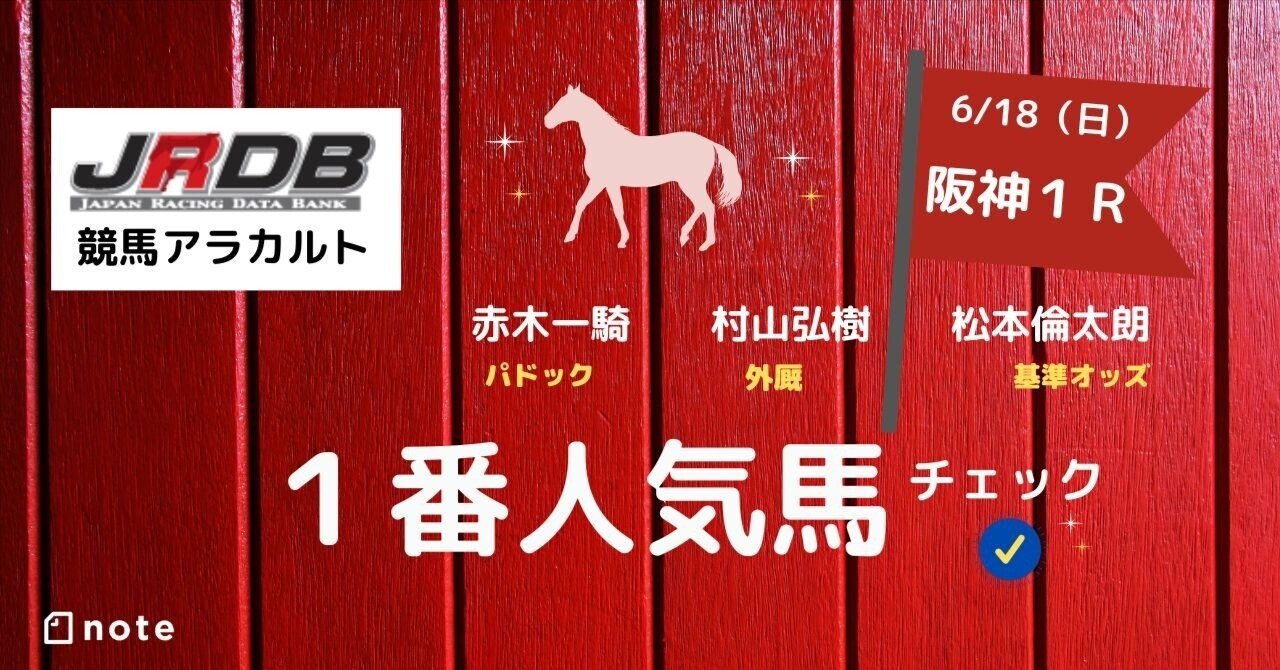 6/25（日）阪神1R 1番人気馬チェック｜JRDB 競馬アラカルト