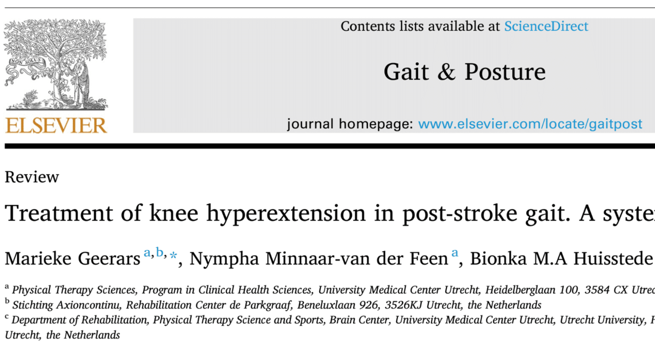 脳卒中後の歩行における膝過伸展の治療 系統的レビュー Treatment of knee hyperextension in post ...