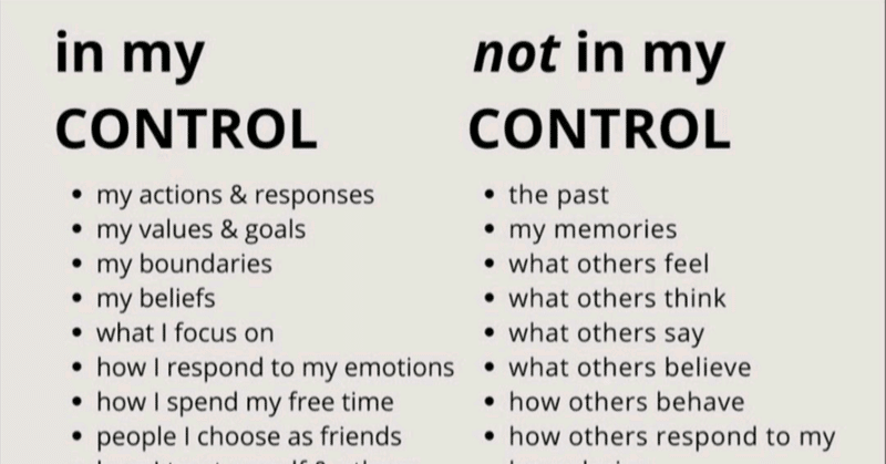 In My Control vs Not In My Control (自分でコントロール出来る事、出来ない事）｜Sunny8898_chacha8