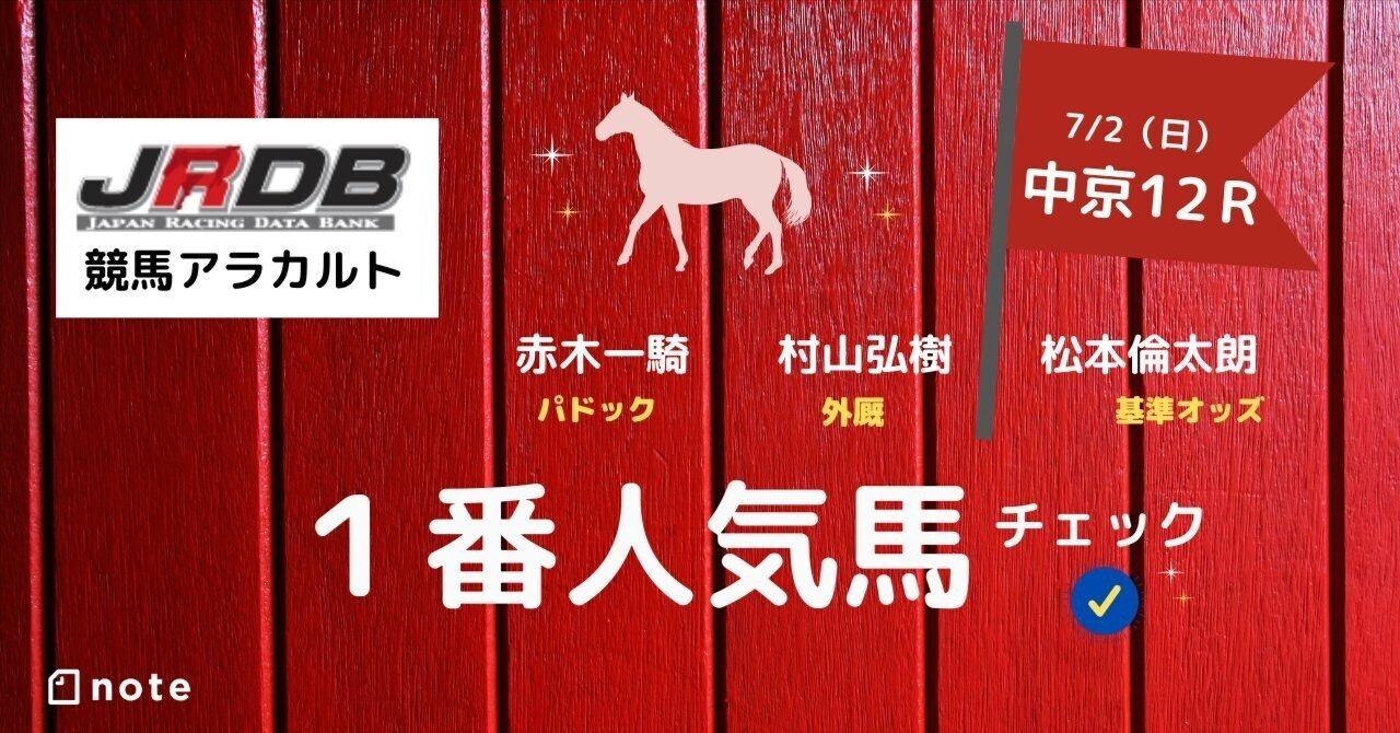 7/2（日）中京12R 1番人気馬チェック｜JRDB 競馬アラカルト