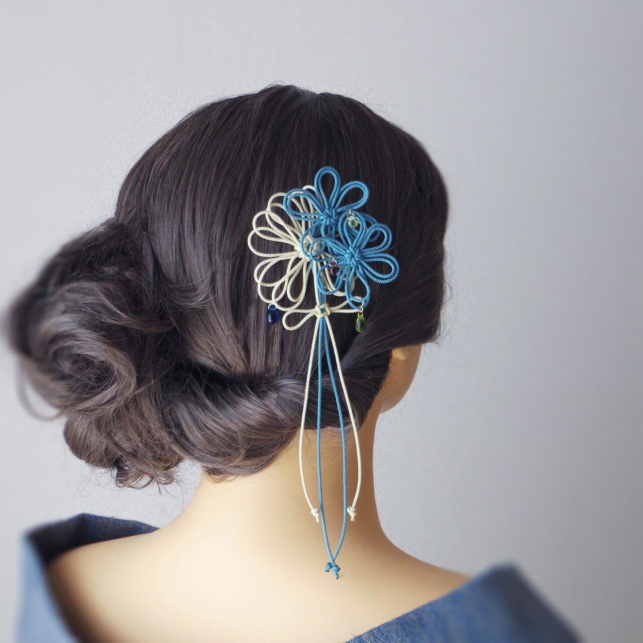 【新作/2023.7.21.】 かんざし「宵ひそか」（縹×アイボリー） | nuta design｜nuta design