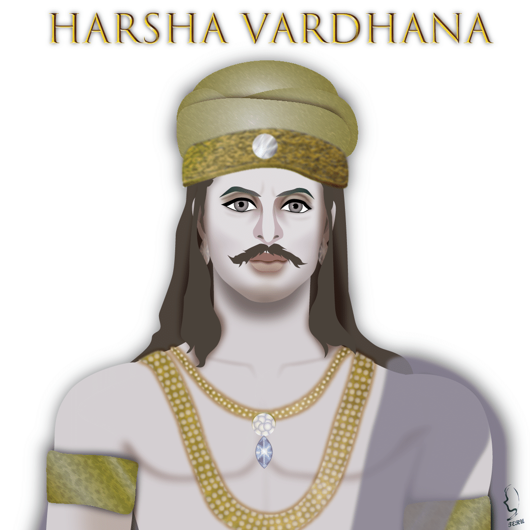 古代北インド、ヴァルダナ朝の大王『ハルシャ・ヴァルダナ』のイラスト🎨｜輝っち