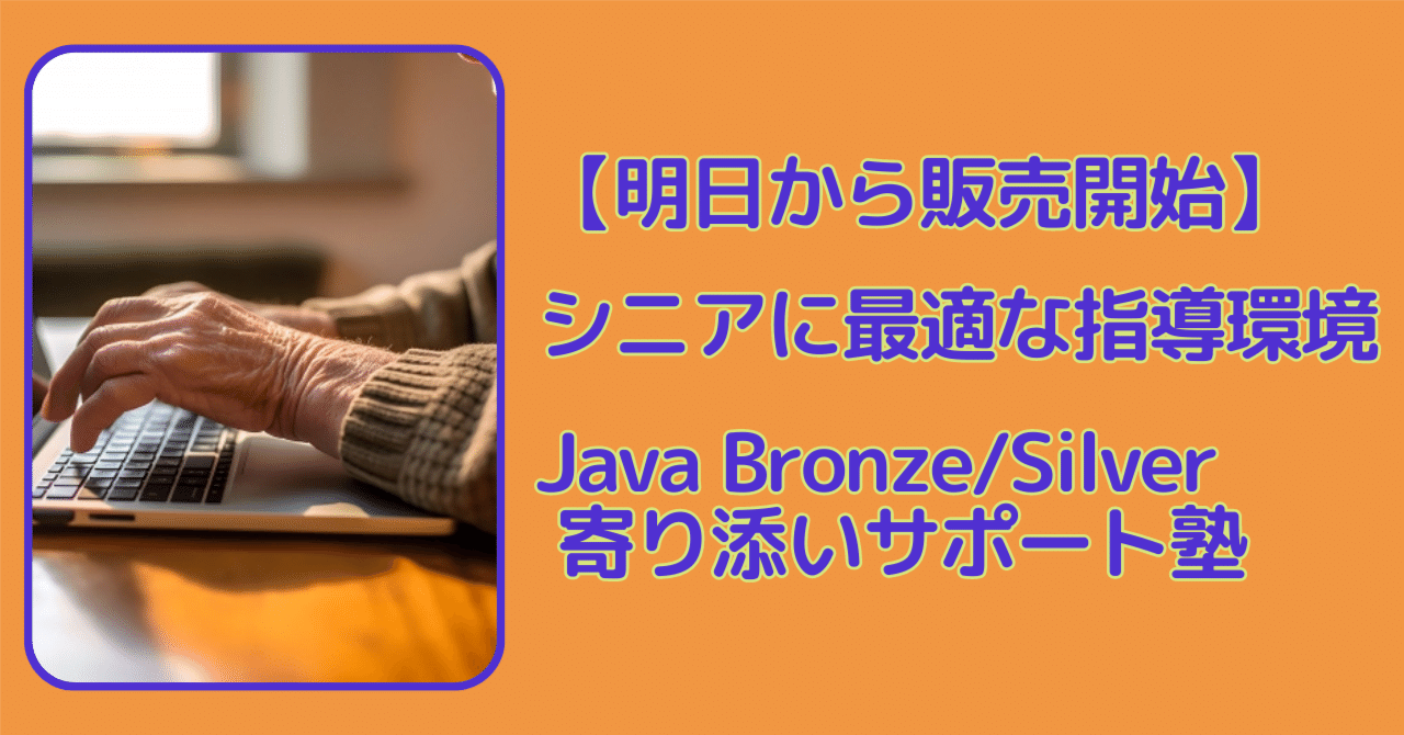 【明日から販売開始】シニアに最適な指導環境「Java Bronze/Silver 寄り添いサポート塾」｜GORO@伴走するJava資格コーチ💨