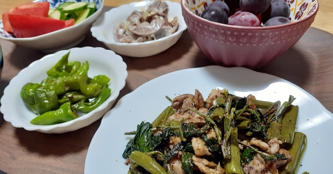 『空芯菜の炒めもの』(塩分0.7g)｜guttyo