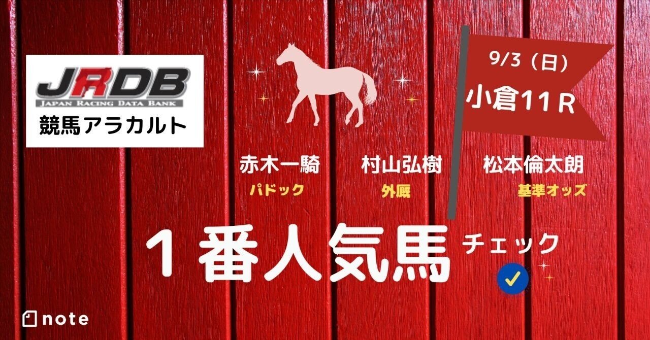 9/3（日）小倉11R 小倉2歳S 1番人気馬チェック｜JRDB 競馬アラカルト