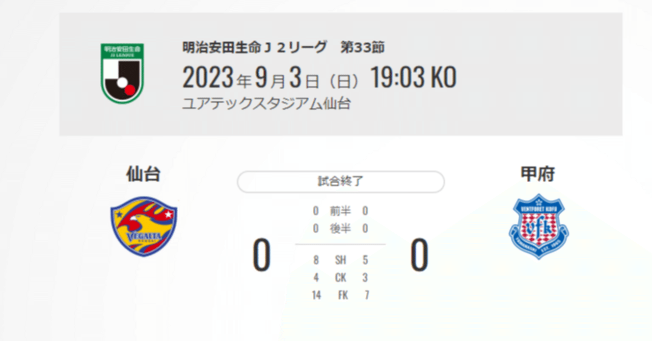 2023J2第33節 仙台VS甲府 振り返り｜まー