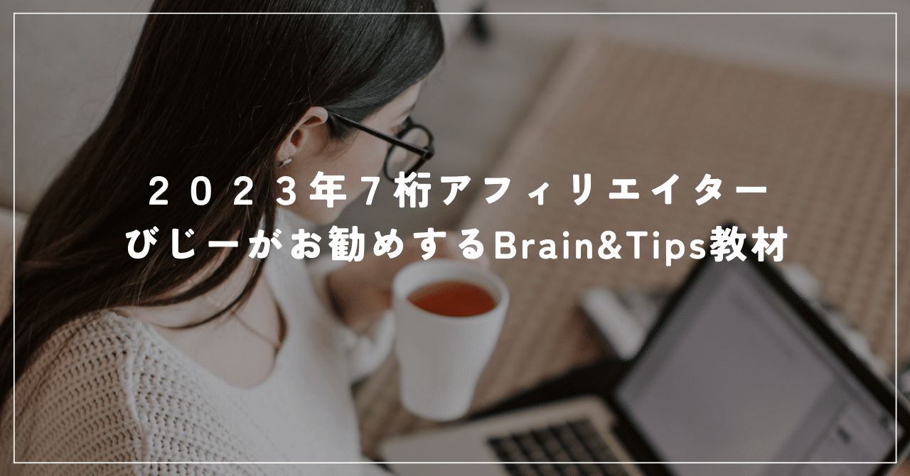 2023年7桁アフィリエイターびじーがお勧めするBrain&Tipsオススメ教材｜びじー