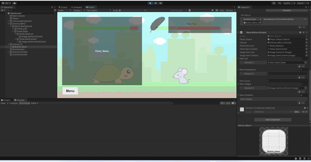 短編RPG制作(Unity2D)【第30回】メニューの作成その8｜ミドリガメ