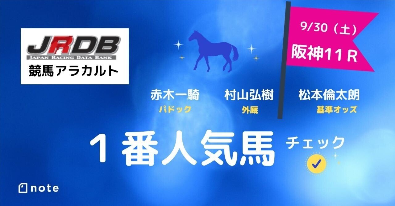 9/30（土）阪神11R 1番人気馬チェック｜JRDB 競馬アラカルト