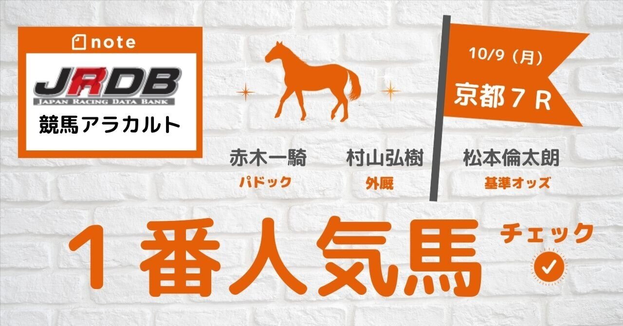 10/9（月）京都7R 1番人気馬チェック｜JRDB 競馬アラカルト