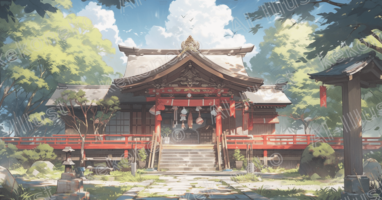 1・神社仏閣の風景イラスト(横長)｜けこねこ