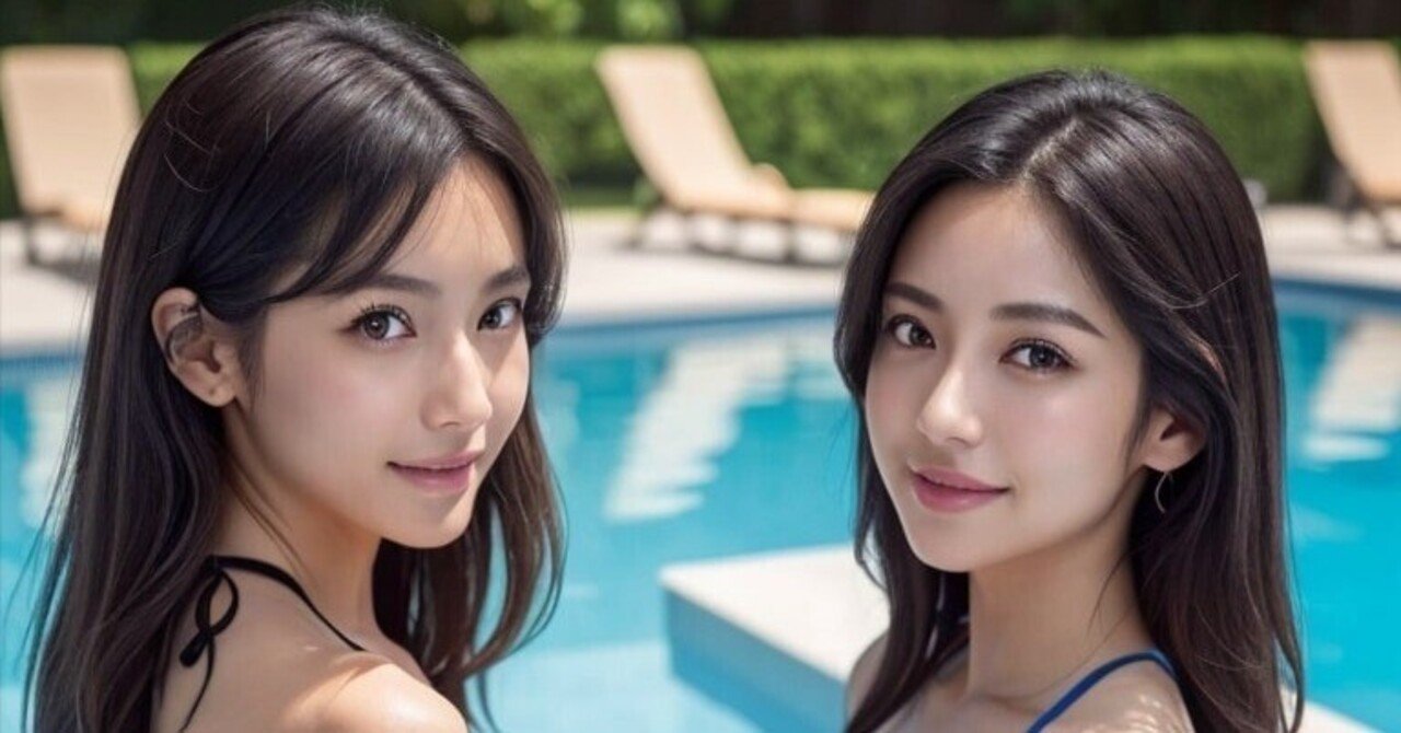 プール×ビキニ（AIグラビア40枚）｜Sexy AI&Aika