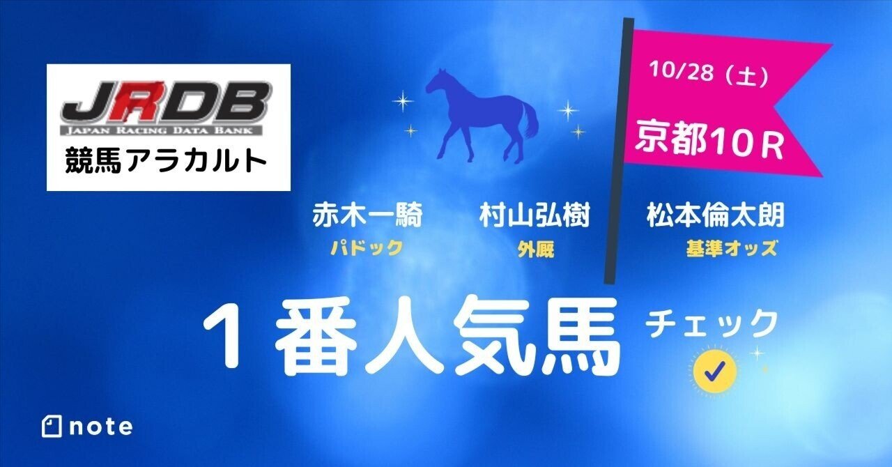 10/28（土）京都10R 御陵S 1番人気馬チェック｜JRDB 競馬アラカルト