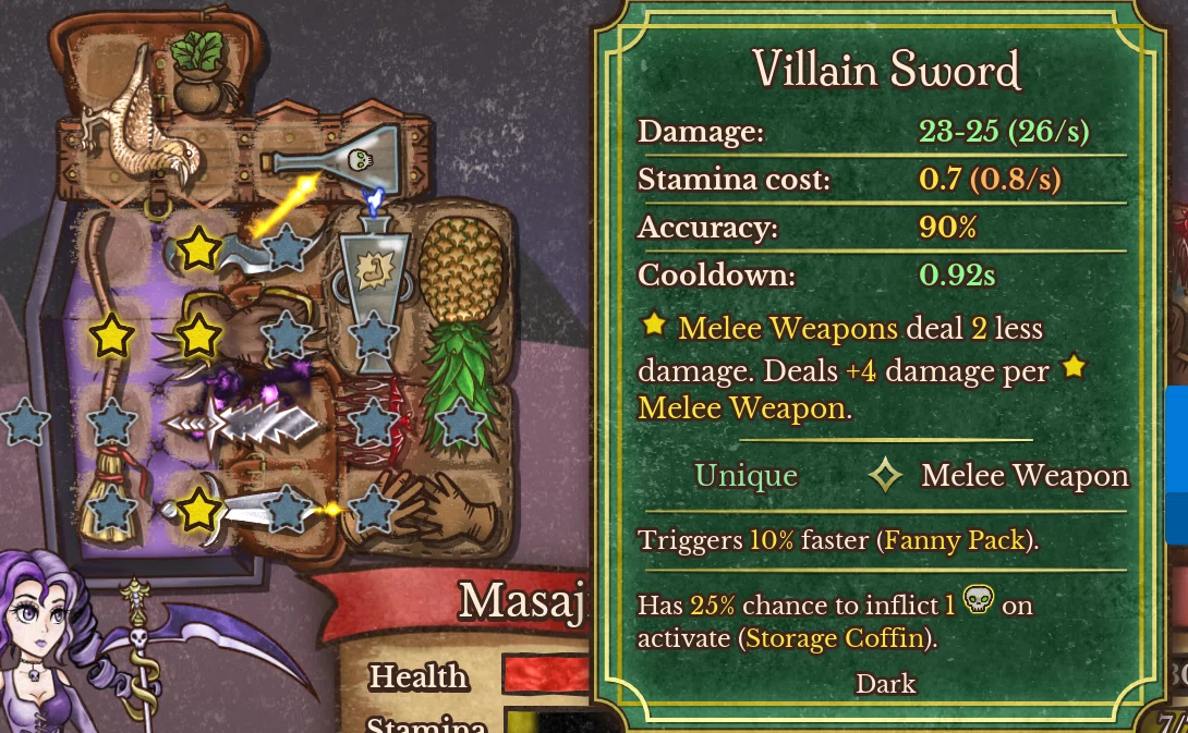 序盤にVillain Sword引いて近接武器を多めに持つと大変な事になるようす（ラウンド5あたりからずっとこれ）｜じろう