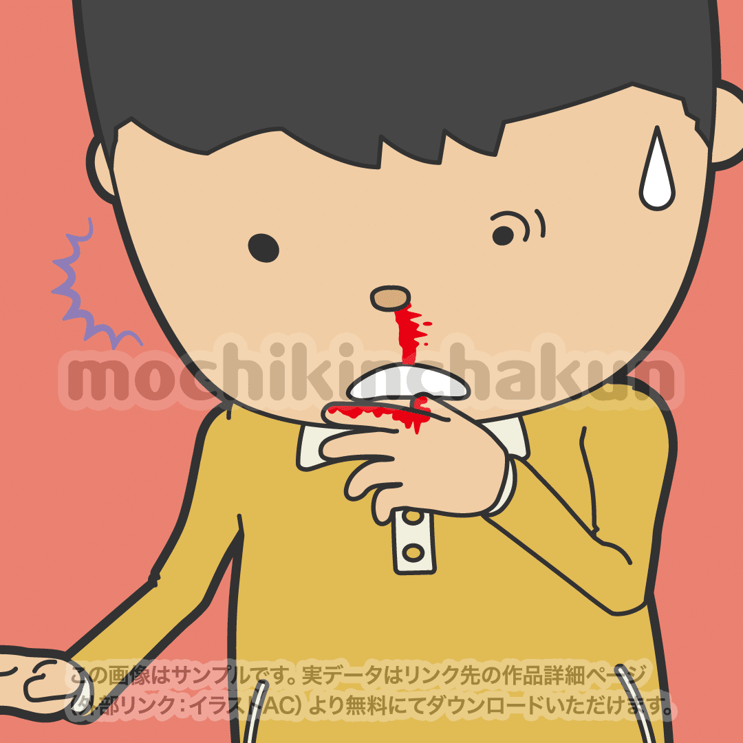 鼻血鼻水セット【無料素材／イラストAC】｜もちきんちゃくん