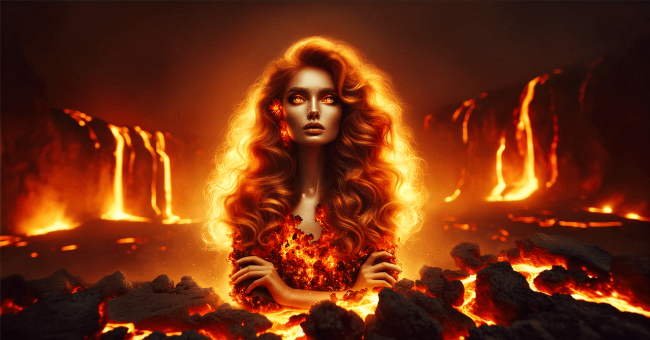 ChatGPTのDALL-E3で、炎の女神を描きました！！｜gorojy