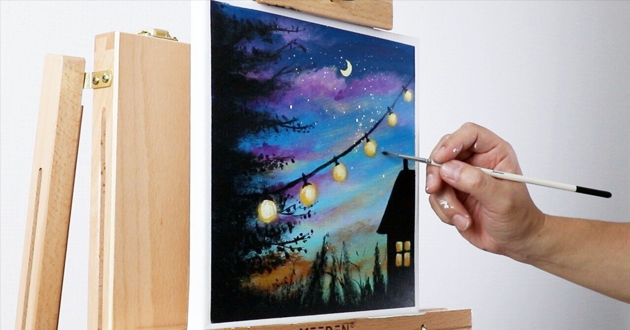 アクリル絵の具で「秋の夕暮れ」を描いてみた｜junya_art