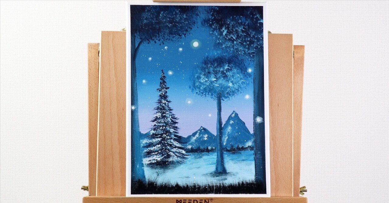 アクリル絵の具で「幻想的な冬の風景」を描いてみた｜junya_art