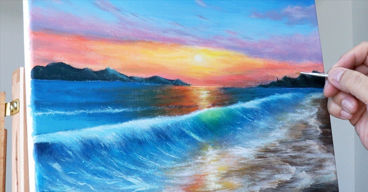 アクリル絵の具で「日の出の風景」を描いてみた｜junya_art