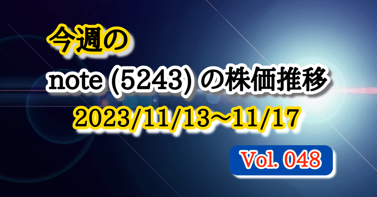 今週の note (5243) の株価推移 (2023/11/13~11/17) Vol.048｜藤巻隆