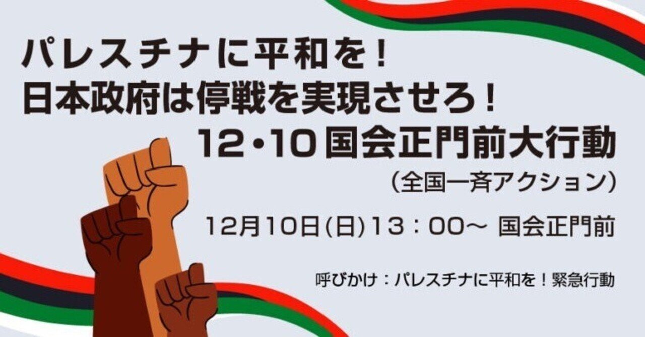 [行動]パレスチナに平和を！12 10国会正門前大行動｜peace News ピース・ニュース