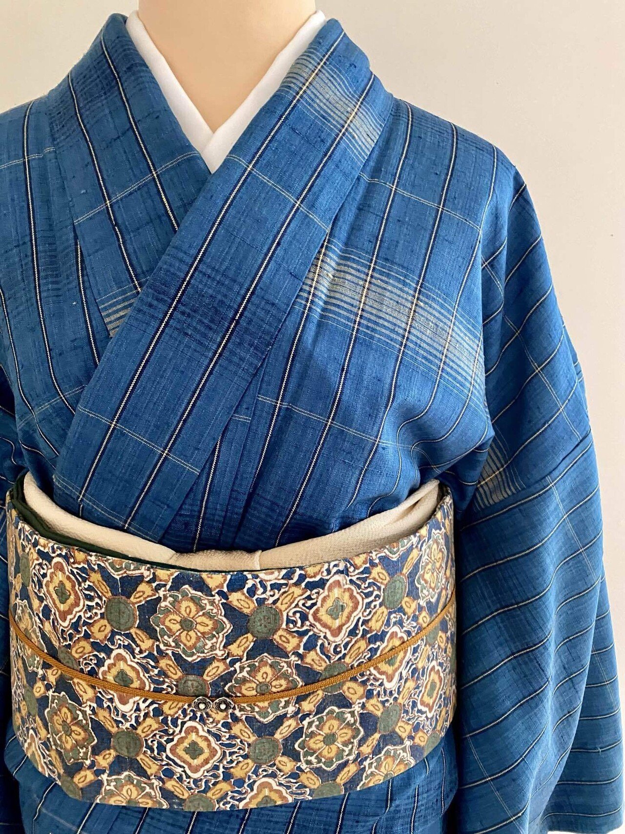 藍染格子紬着物|夢吉きもの 藍染格子紬着物|夢吉きもの