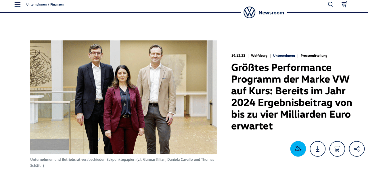 ドイツのVW、2026年までに€100億のコスト削減策で従業員と合意。｜DigitalCreator