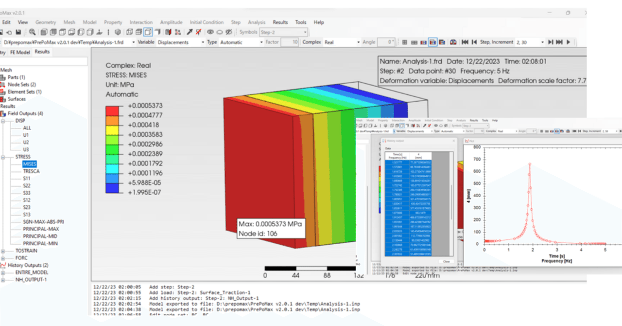 【PrePoMax】周波数応答解析やってみた｜物理・プログラミング・Python、Web制作・自己啓発