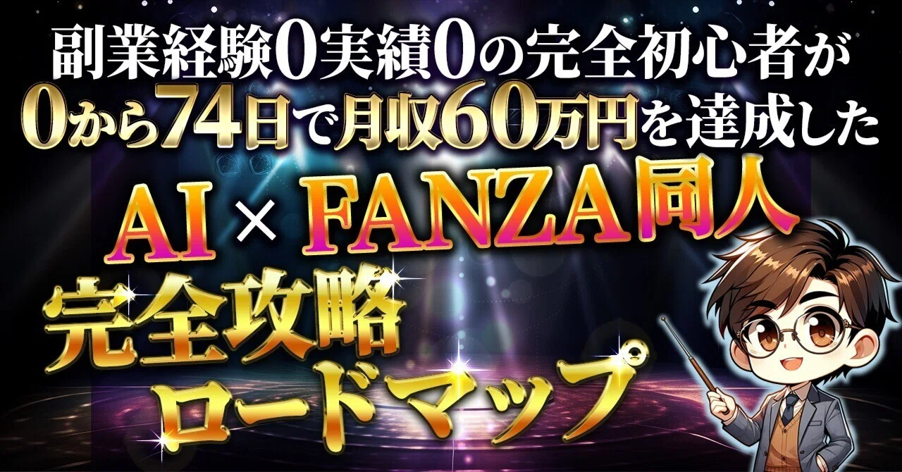 副業経験0実績0の完全初心者が0から74日で月収60万円達成したAI × FANZA同人完全攻略ロードマップ｜たきざわ＠AIで260万円