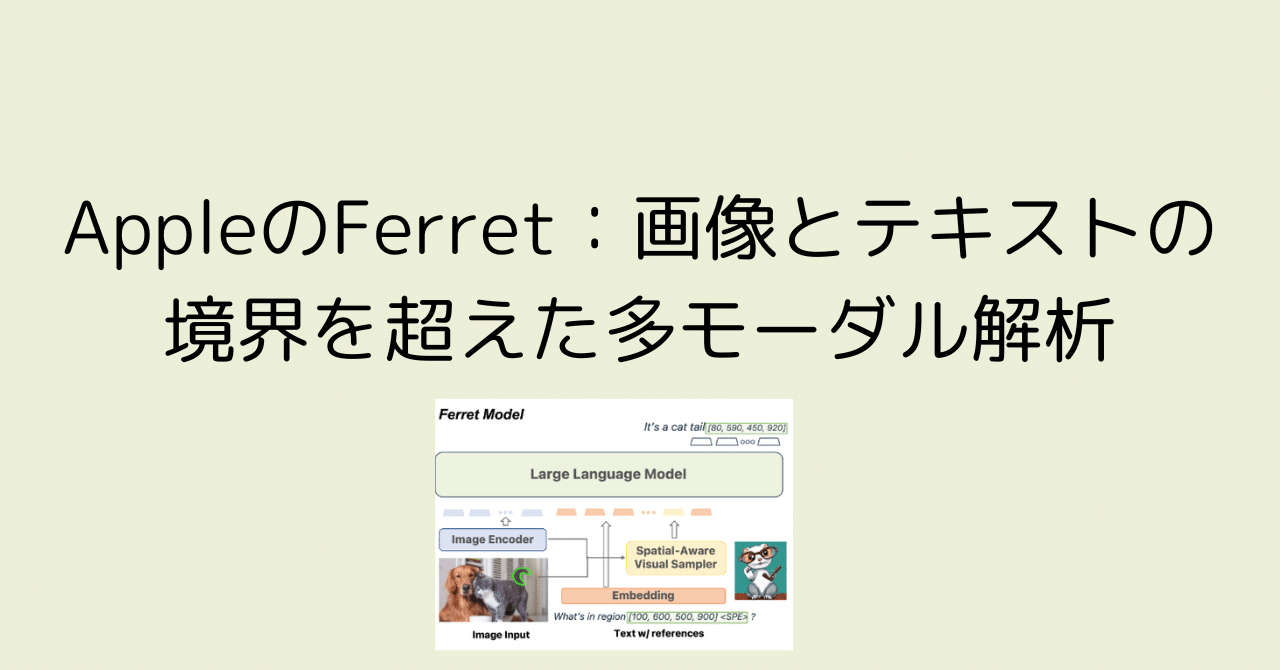 Ferret：Appleの画期的な多モーダル大規模言語モデルの登場｜0xpanda alpha lab