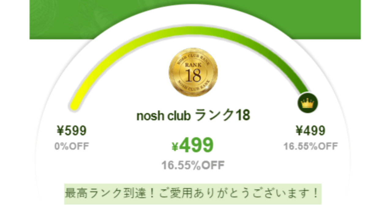 nosh（ナッシュ）の最高ランクに到達｜ロニー