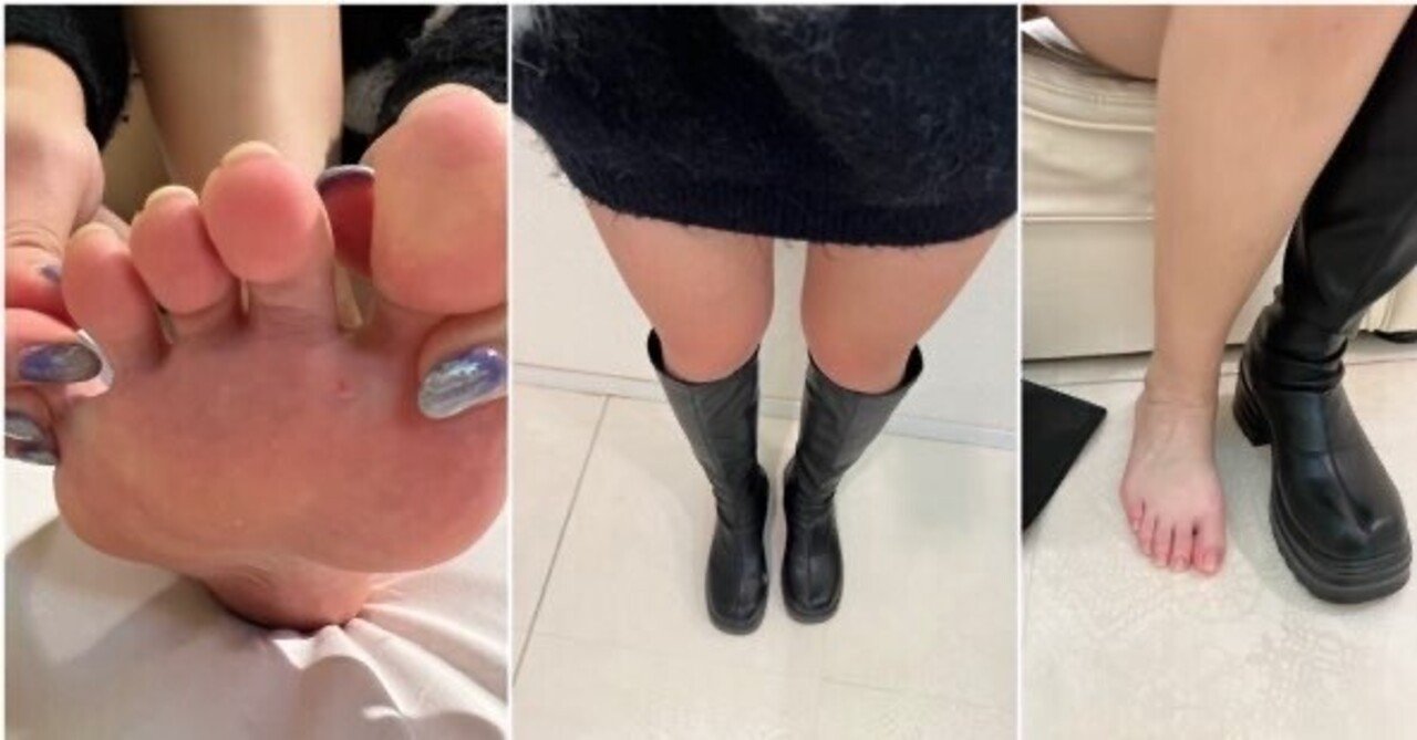 ブーツで歩き回って蒸れ蒸れになった生足足裏特集👢|🦋mika🦋