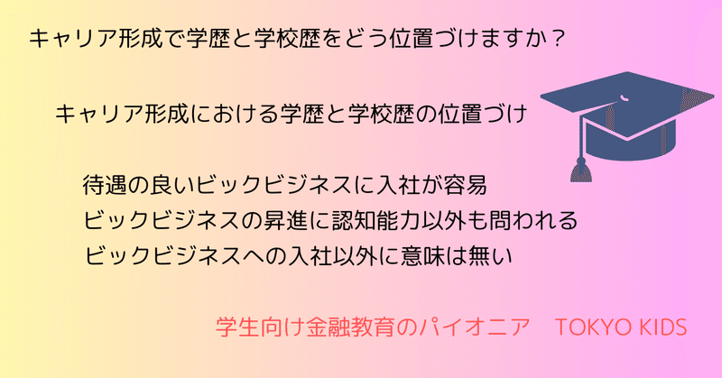 LA75/CD4[金融リテラシー/高難度]キャリア形成で学歴と学校歴をどう位置づけますか(2024/1/19updated)｜TOKYO ...