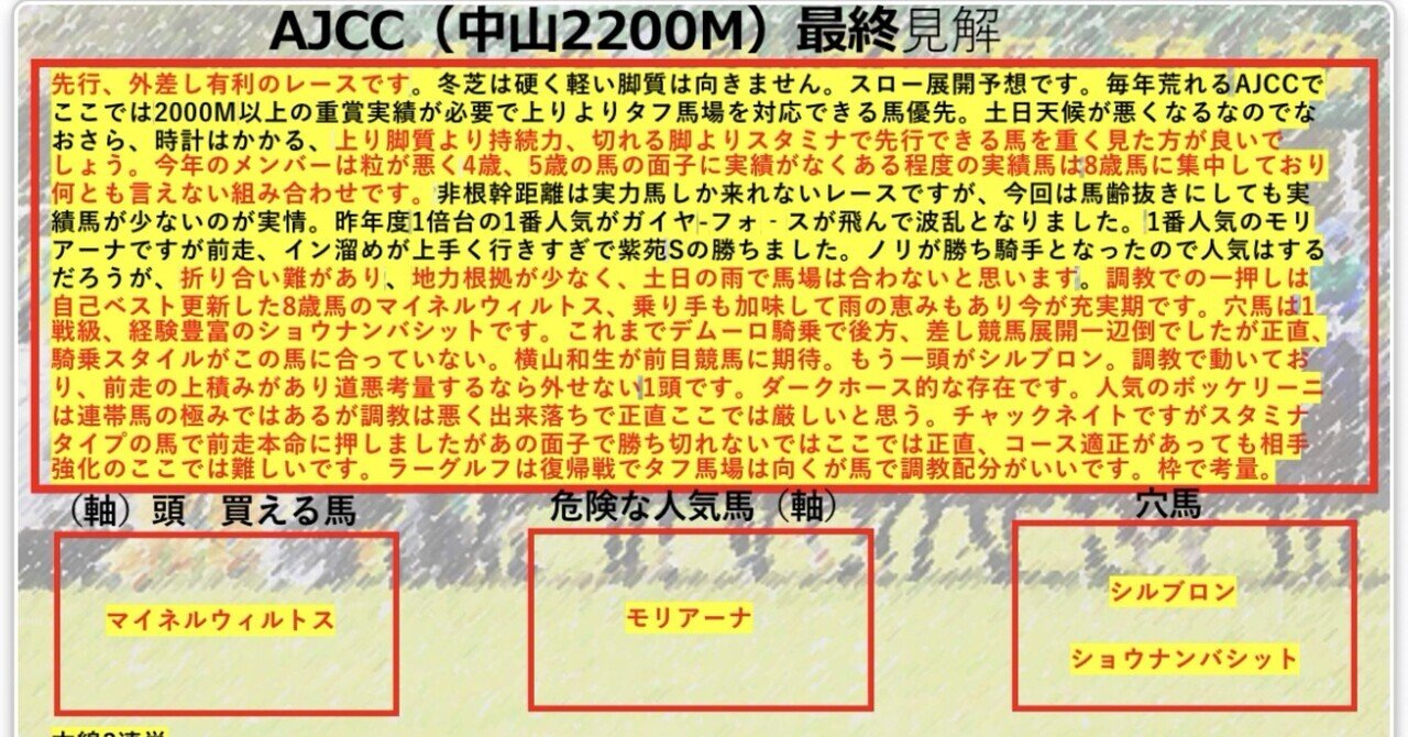 これだ！AJCC買い目公開｜馬っち馬トーク
