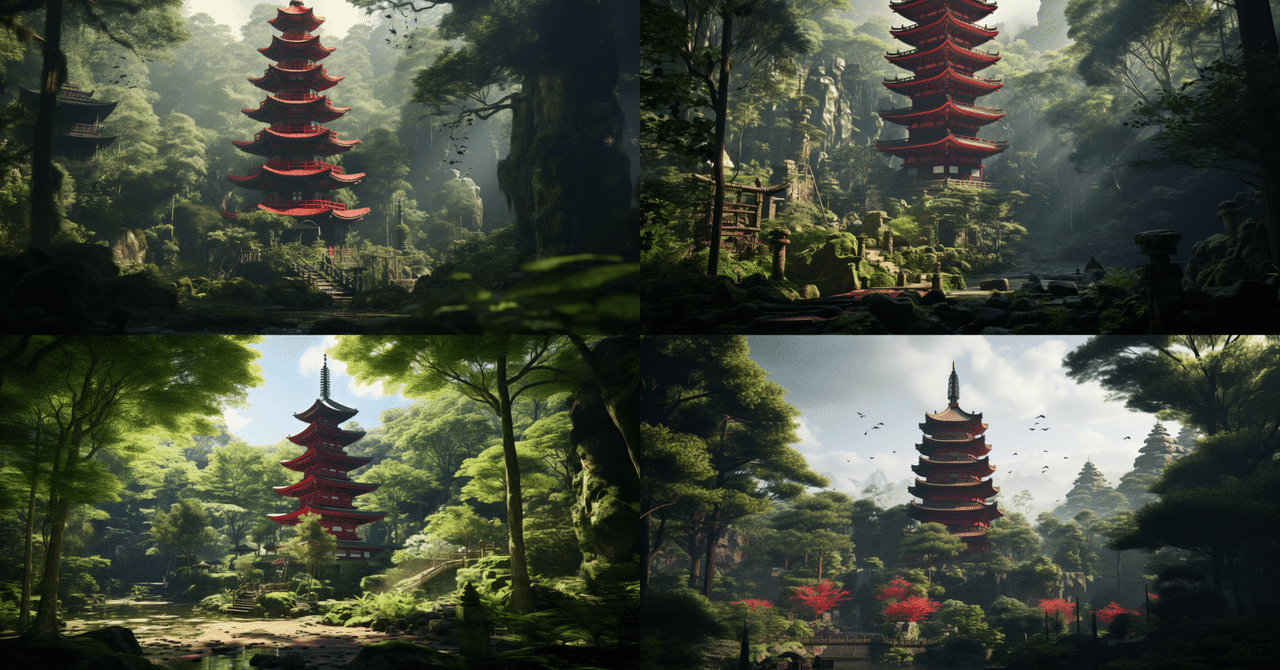 【無料公開】Midjourney プロンプト：森に佇む塔｜AI情報誌 KENTO