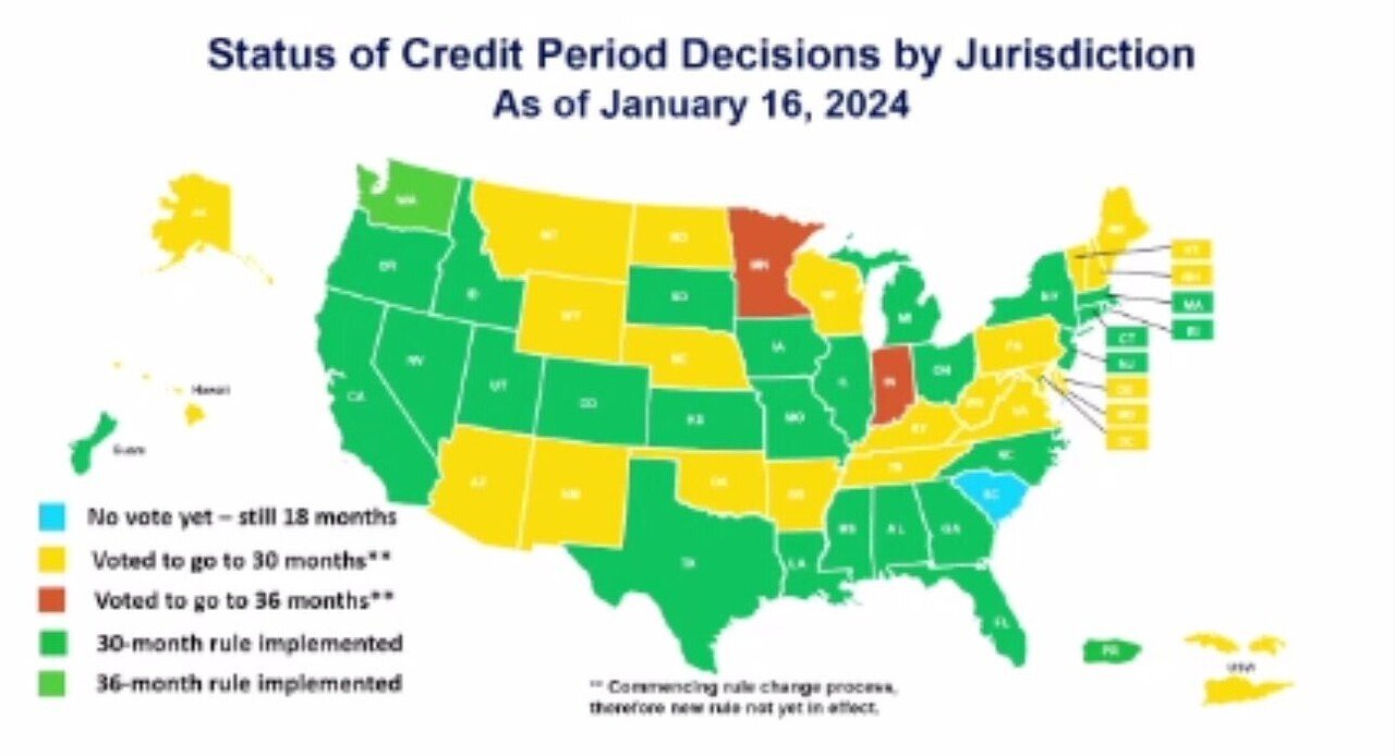 USCPA試験の科目合格実績の有効期間拡大について、1月16日時点での状況が公表されました。 アラスカ：黄色 グアム：緑色 モンタナ：黄色 ...