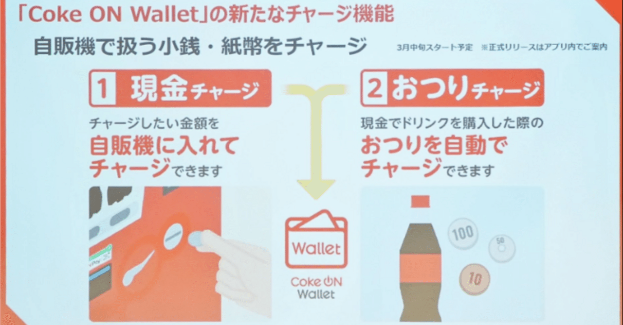 『Coke ON Walletが自販機での「現金チャージ」「おつりチャージ」に対応。提案＝PayPayチャージに対応した方がいいのでは？』～【web3&AI-テックビジネスのアイディアのタネ ...