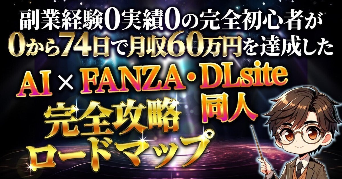 副業経験0実績0の完全初心者が0から74日で月収60万円達成した「AI × FANZA・DLsite同人」完全攻略ロードマップ｜たきざわ＠AI×FANZA同人で月収225万円