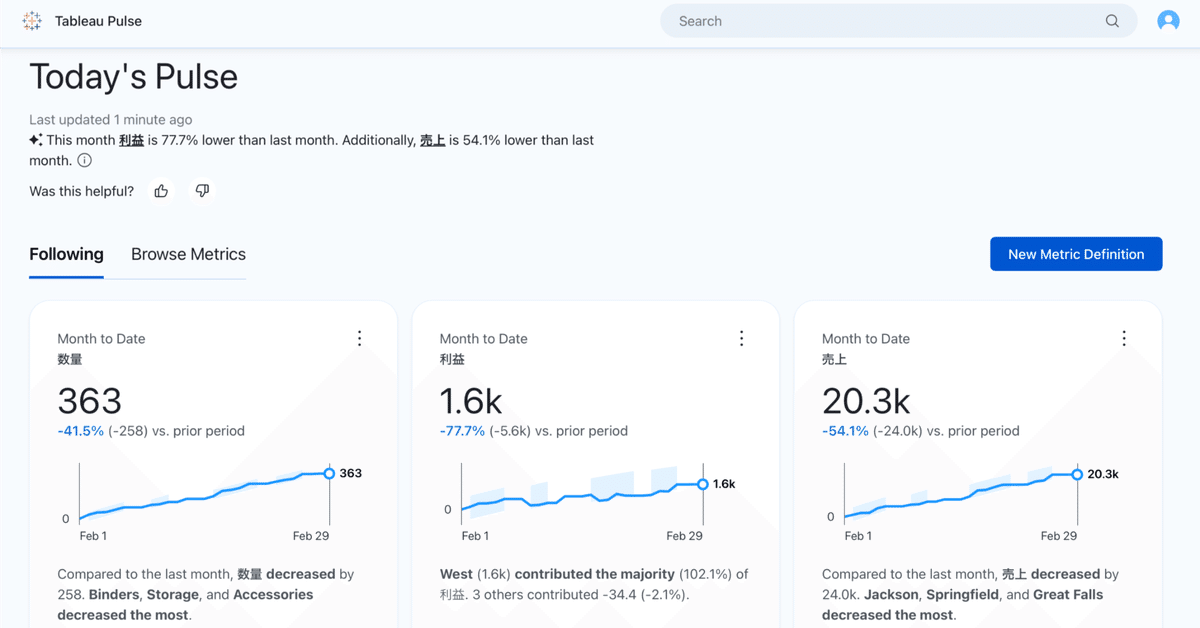 【ライセンス不要】無料でTableauPulseを使用してみる｜Tableau兄さん