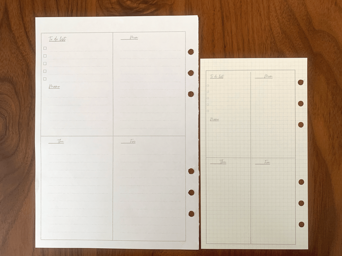 【フリーダウンロード】手帳リフィル 週間ブロック（バイブル/A5サイズ）（お試しリフィル）｜saki_note