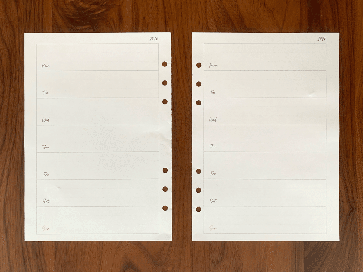 【フリーダウンロード】手帳リフィル A5サイズのウィークリー（お試しリフィル）｜saki_note