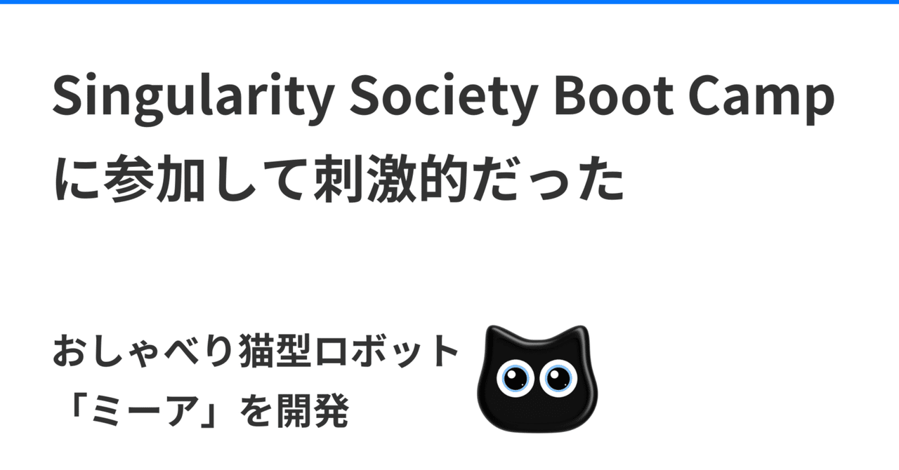 Singularity Society Boot Campに参加して刺激的だった：おしゃべり猫型ロボット「ミーア」を開発｜吉永和貴