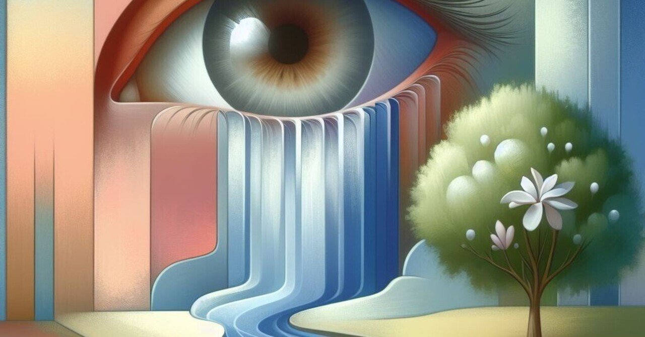 Tears overflowing from an AI's eye become waterfalls, streams, and ...