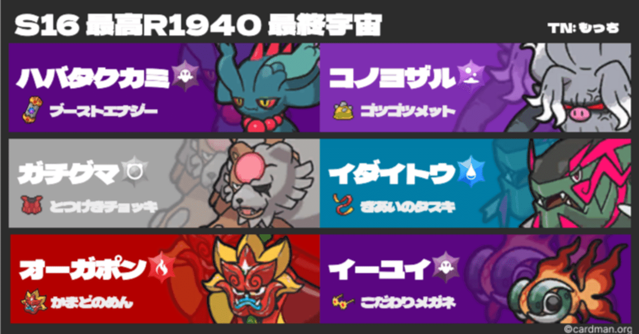ポケモンSV S16 最高R1940 最終宇宙 ゴツメコノヨザル対面構築｜もっち