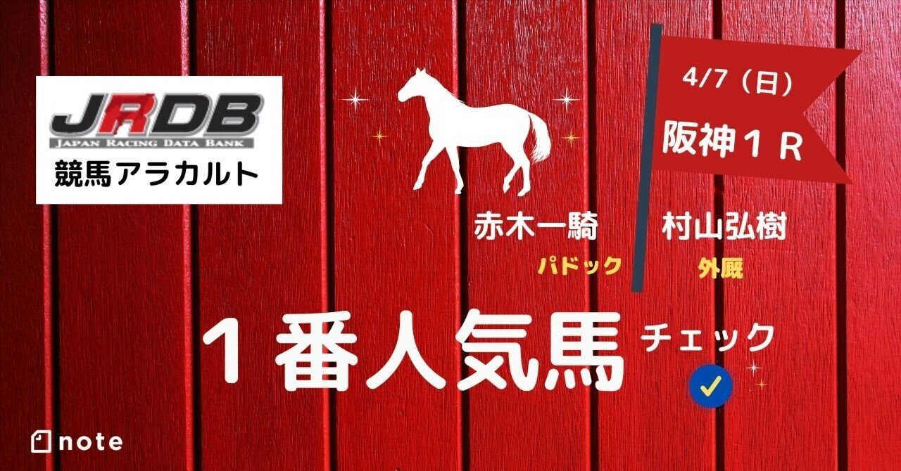4/7（日）阪神1R 1番人気馬チェック｜JRDB 競馬アラカルト
