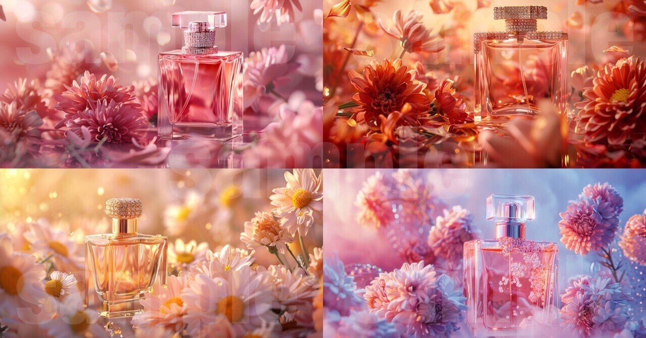 Midjourney /花を添えて撮る【お洒落な香水】を作る為のプロンプト(呪文)｜TOMOYA