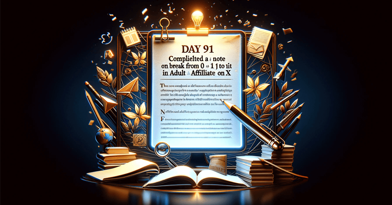 【91日目】Xのアダアフィで0→1を突破する方法のnoteが完成しました。｜DON note｜稼ぐ方法の実践
