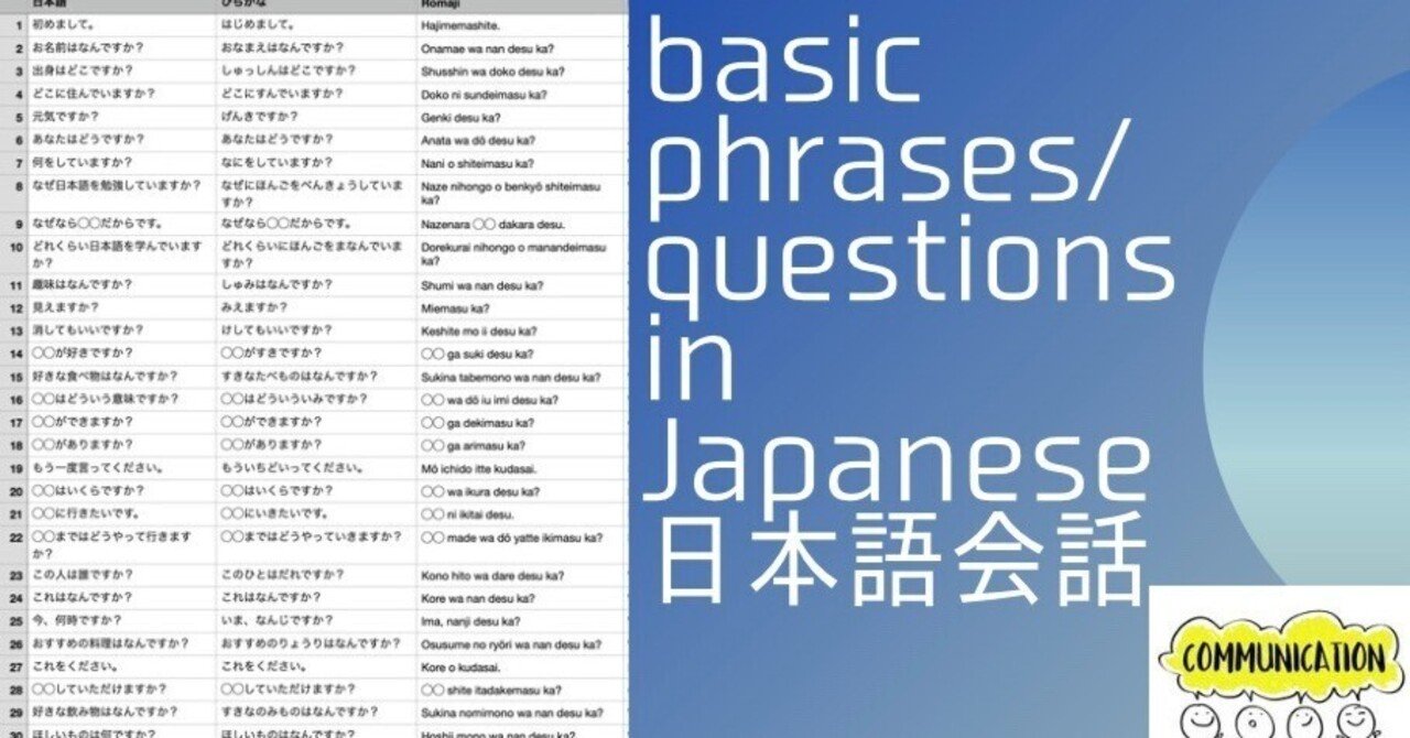 basic phrases/questions in Japanese｜hitoshijj30 英語学習応援！